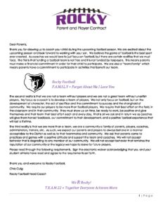 2022 Player and Parent Contract - Rocky Football